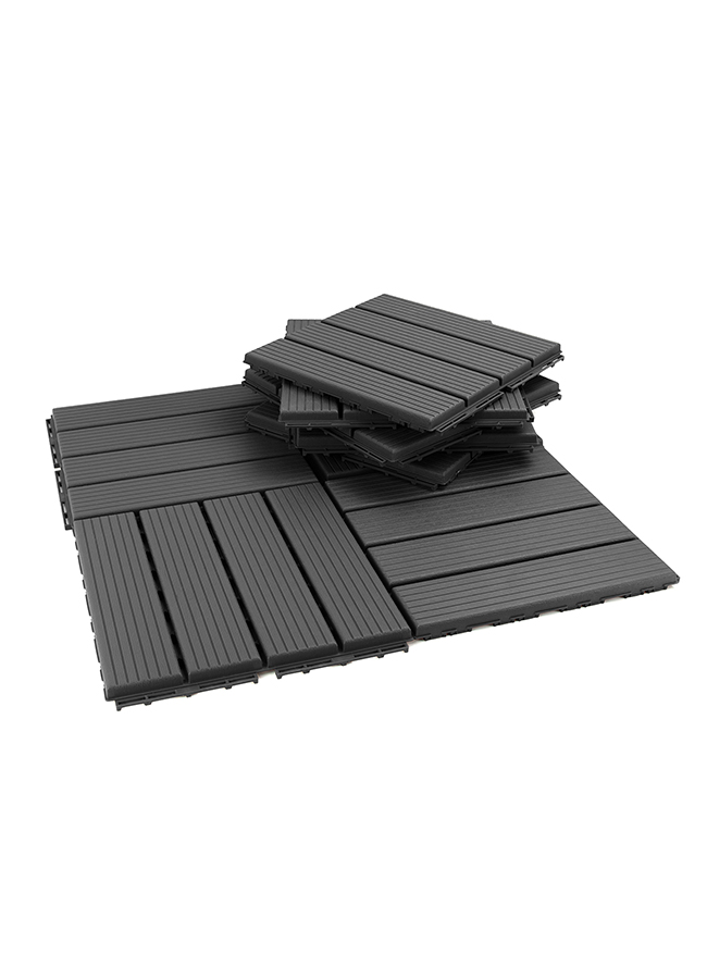 FPD6183 - Straight Groove Dark Grey Interlocking Deck Tiles - by FloorPops