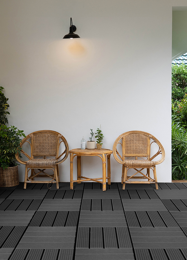 FPD6183 - Straight Groove Dark Grey Interlocking Deck Tiles - by FloorPops