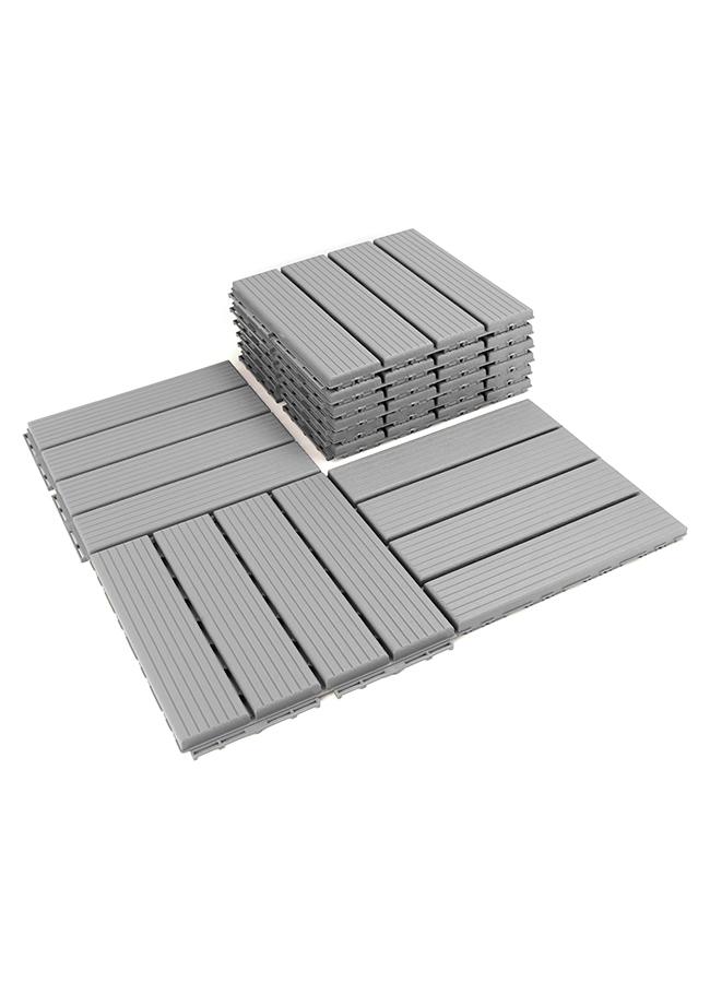 FPD6184 - Straight Groove Light Grey Interlocking Deck Tiles - by FloorPops