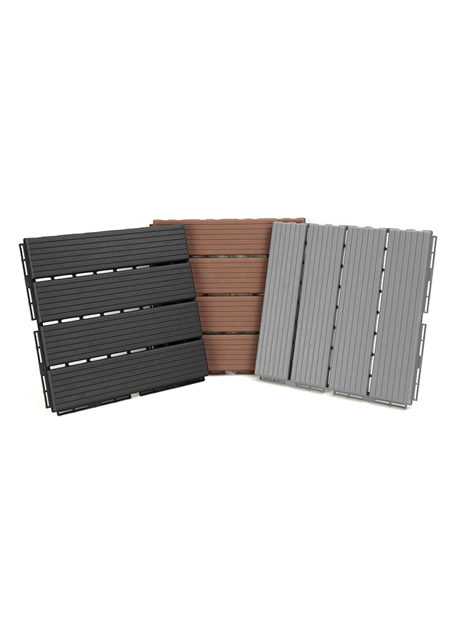 FPD6184 - Straight Groove Light Grey Interlocking Deck Tiles - by FloorPops