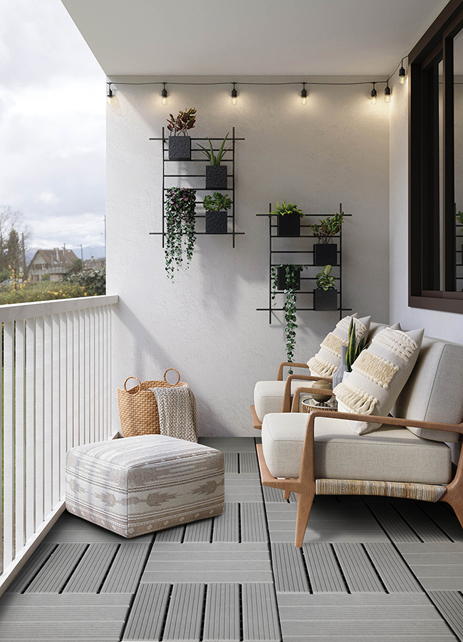 FPD6184 - Straight Groove Light Grey Interlocking Deck Tiles - by FloorPops