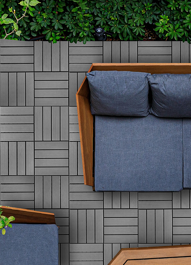 FPD6184 - Straight Groove Light Grey Interlocking Deck Tiles - by FloorPops