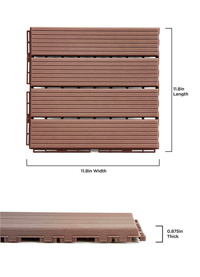 FPD6185 - Straight Groove Coffee Interlocking Deck Tiles - by FloorPops