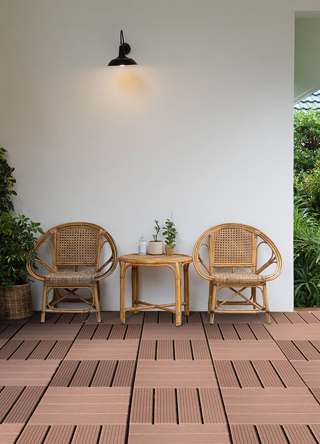 FPD6185 - Straight Groove Coffee Interlocking Deck Tiles - by FloorPops