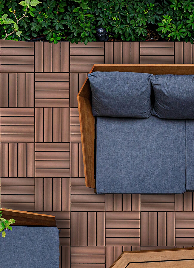 FPD6185 - Straight Groove Coffee Interlocking Deck Tiles - by FloorPops