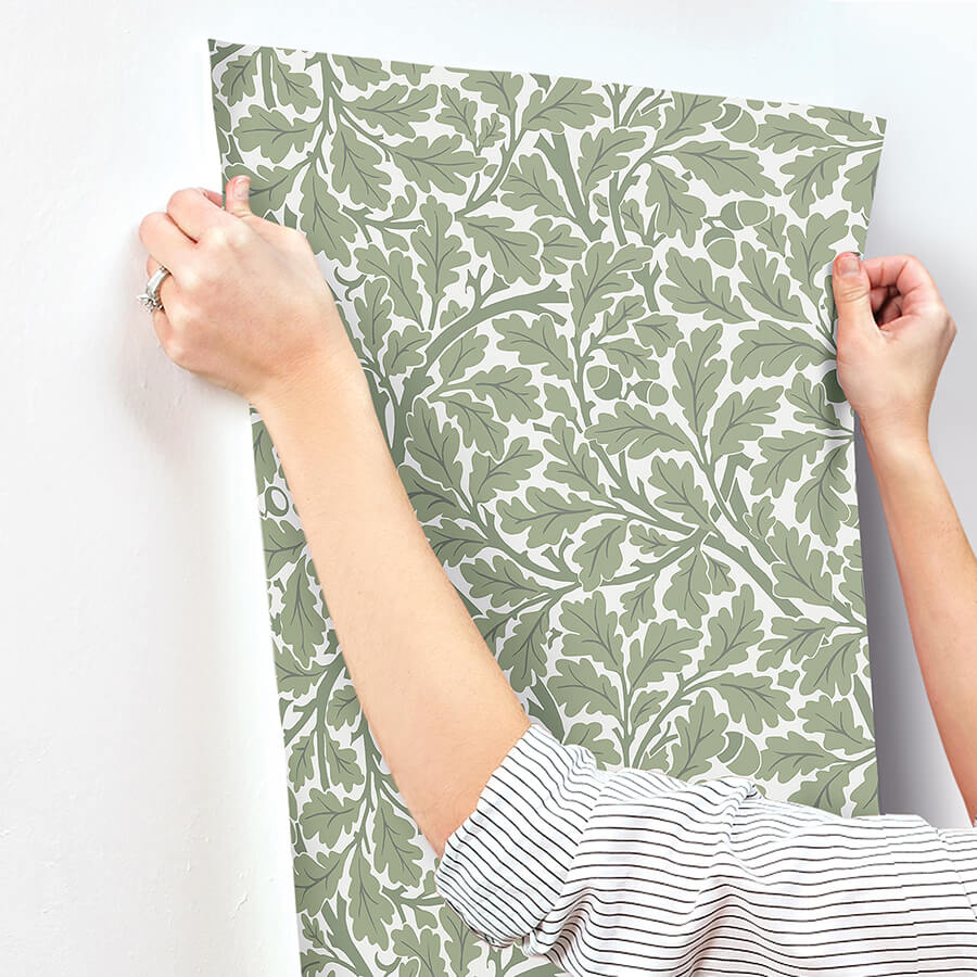 4153-82028 - Oak Tree Green Leaf Wallpaper - by A-Street Prints