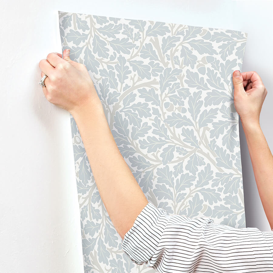 York Wallcoverings. 4153-82031 - Oak Tree Sky Blue Leaf Wallpaper - by ...