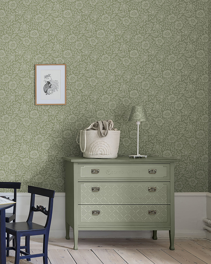 4153-82041 - Mallow Green Floral Vine Wallpaper - by A-Street Prints 4153-82041 - Mallow Green Floral Vine Wallpaper - by A-Street Prints