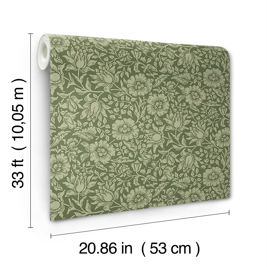 4153-82042 - Mallow Dark Green Floral Vine Wallpaper - by A-Street Prints 4153-82042 - Mallow Dark Green Floral Vine Wallpaper - by A-Street Prints