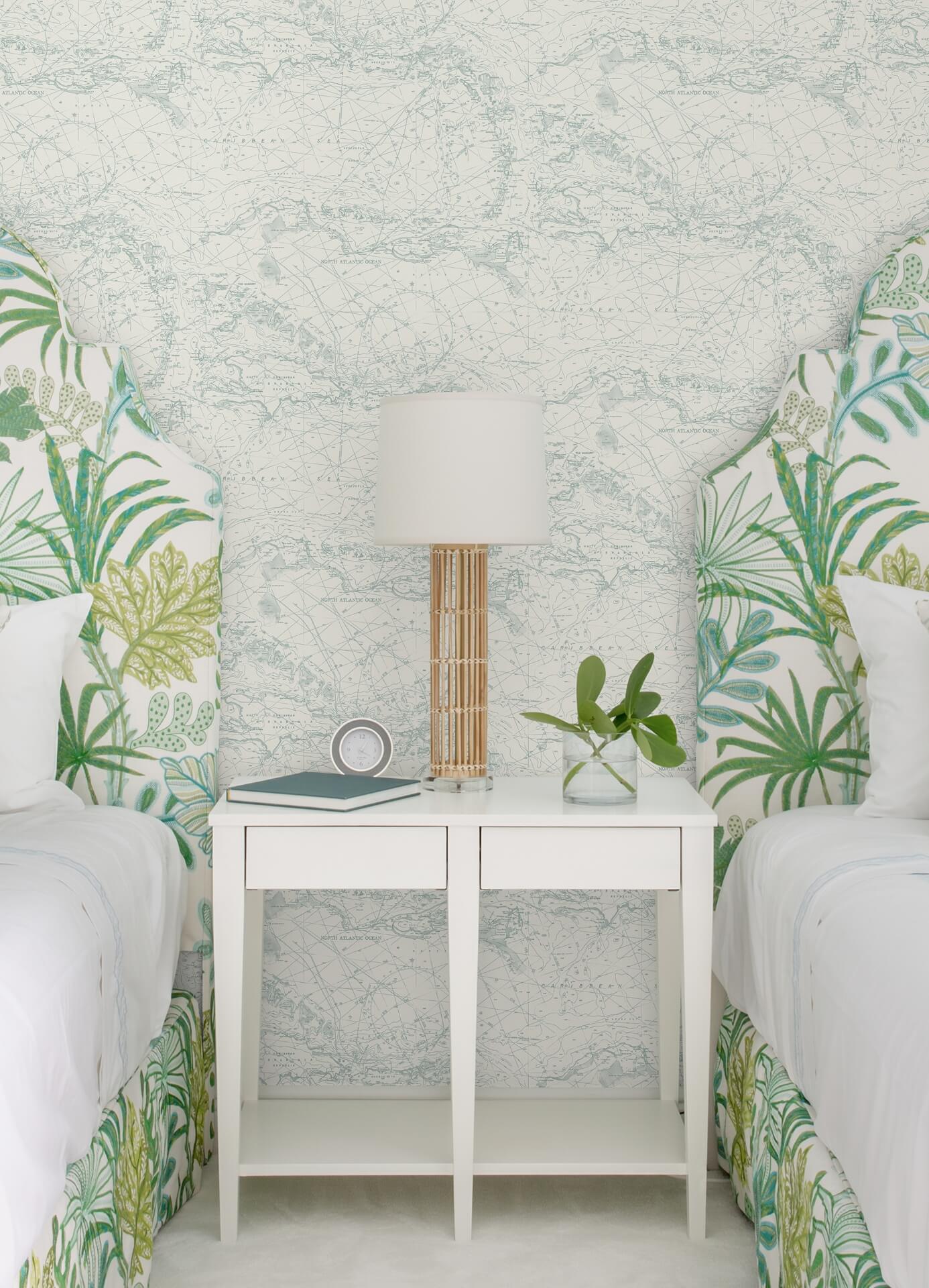 4071-71058 - Charts Aqua Nautical Chart Wallpaper - by Chesapeake