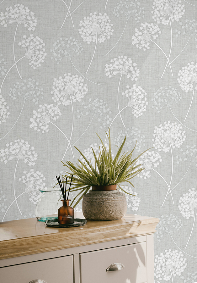 Fd43284 Grace Grey Floral Wallpaper By Fine Décor