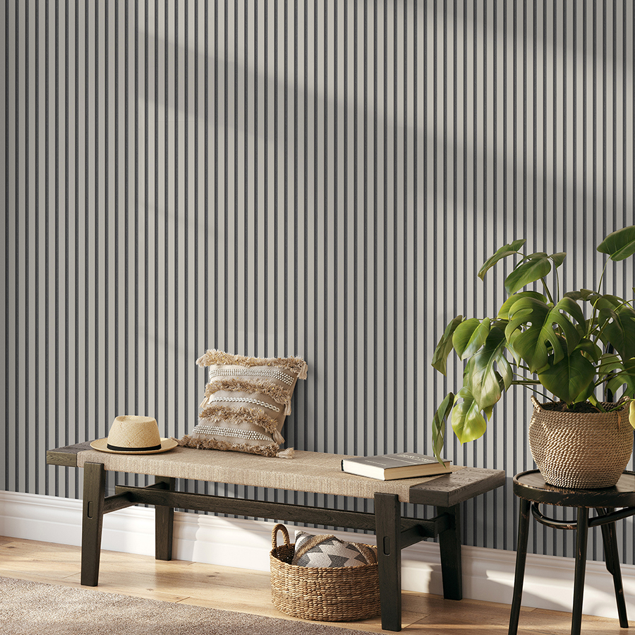 FD43287 - Reggie Stone Vertical Slats Wallpaper - by Fine Décor