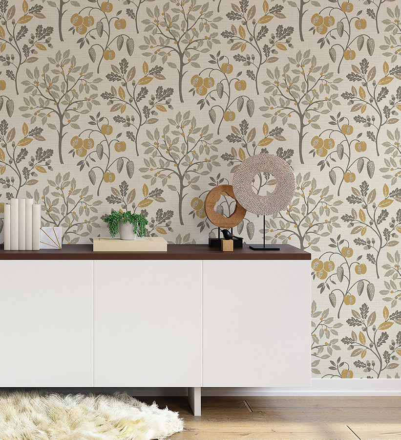 M1760 - Rowan Natural Autumn Trees Wallpaper - by Fine Décor