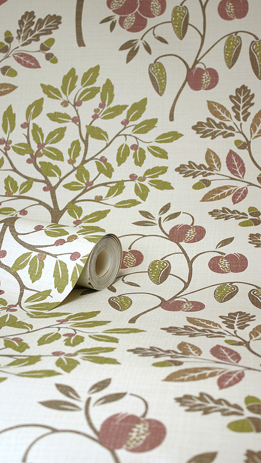 M1762 - Rowan Olive Autumn Trees Wallpaper - by Fine Décor