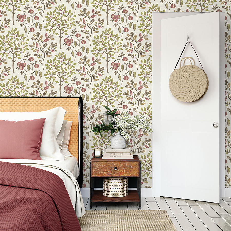 M1762 - Rowan Olive Autumn Trees Wallpaper - by Fine Décor