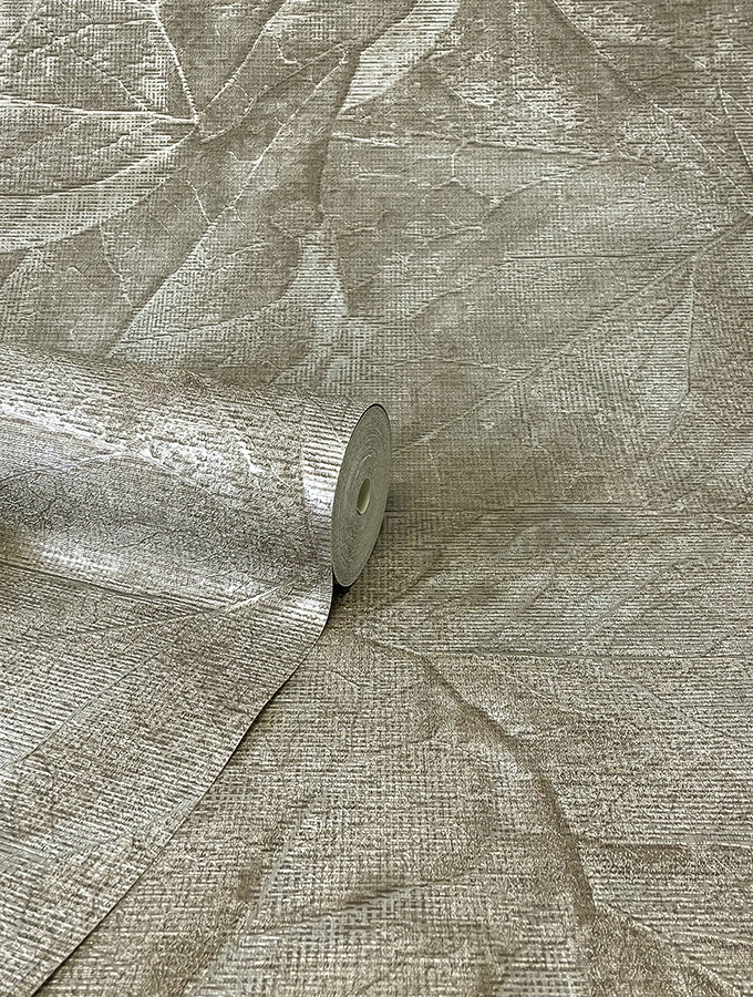 M95661 - Aspen Stone Leaf Wallpaper - by Fine Décor