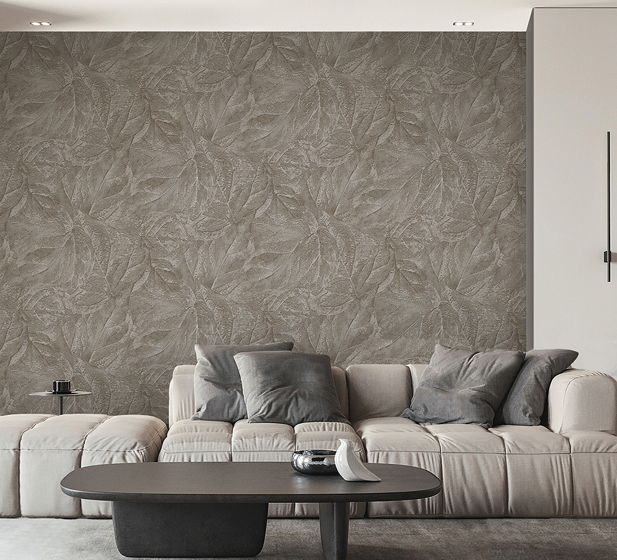 M95661 - Aspen Stone Leaf Wallpaper - by Fine Décor