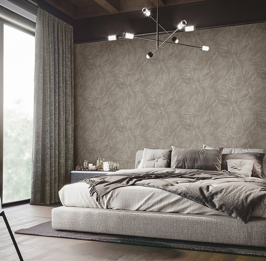 M95661 - Aspen Stone Leaf Wallpaper - by Fine Décor