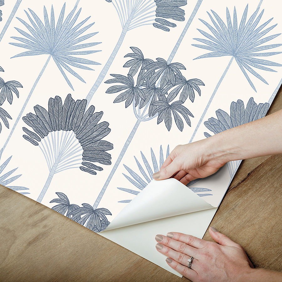 NUS6189 - Kentia Blue Peel and Stick Wallpaper - by NuWallpaper