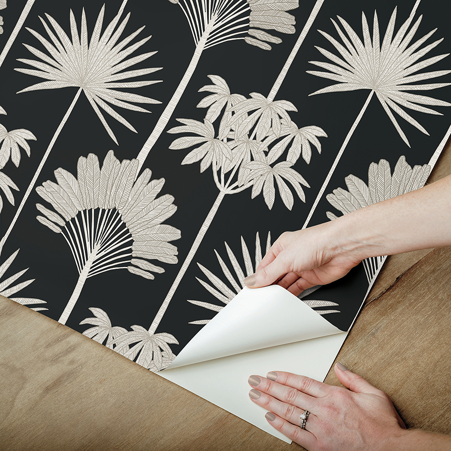 NUS6190 - Kentia Black Peel and Stick Wallpaper - by NuWallpaper