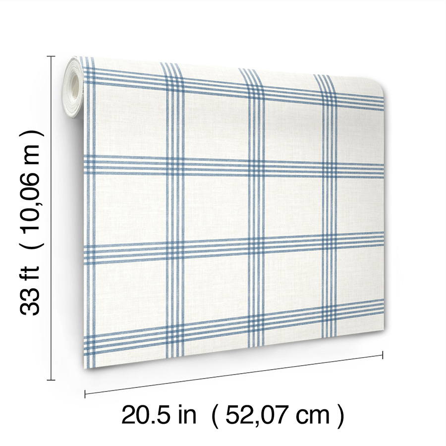 4134-26993 - Twain Denim Plaid Wallpaper - by Chesapeake