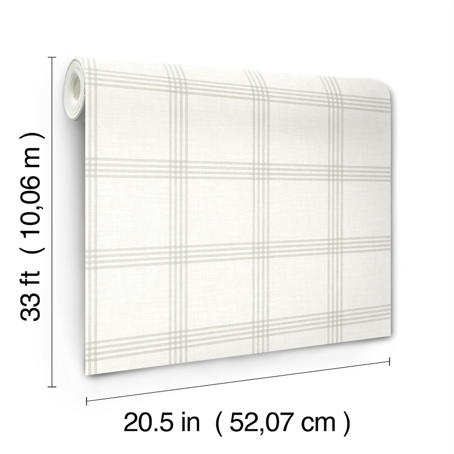 4134-26994 - Twain Light Grey Plaid Wallpaper - by Chesapeake