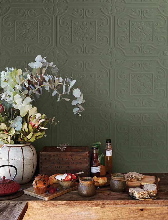 4134-59001 - Ibold White Tin Ceiling Scroll Paintable Wallpaper - by ...