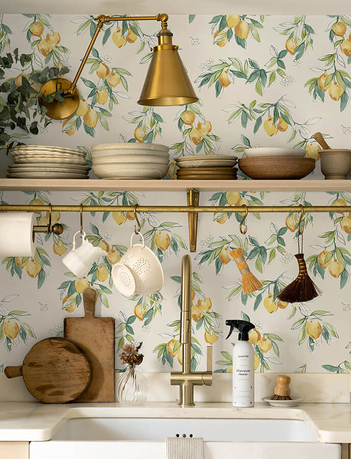 York Wallcoverings. 4134-72510 - Lemonade Yellow Citrus Wallpaper - by ...