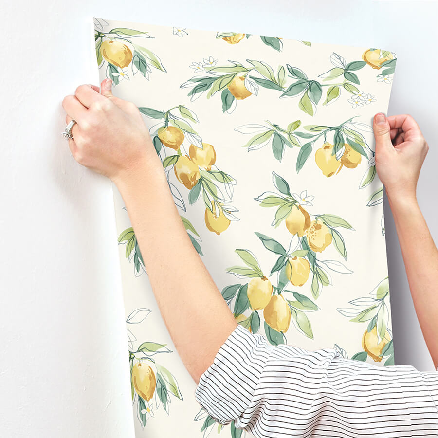 4134-72510 - Lemonade Yellow Citrus Wallpaper - by Chesapeake