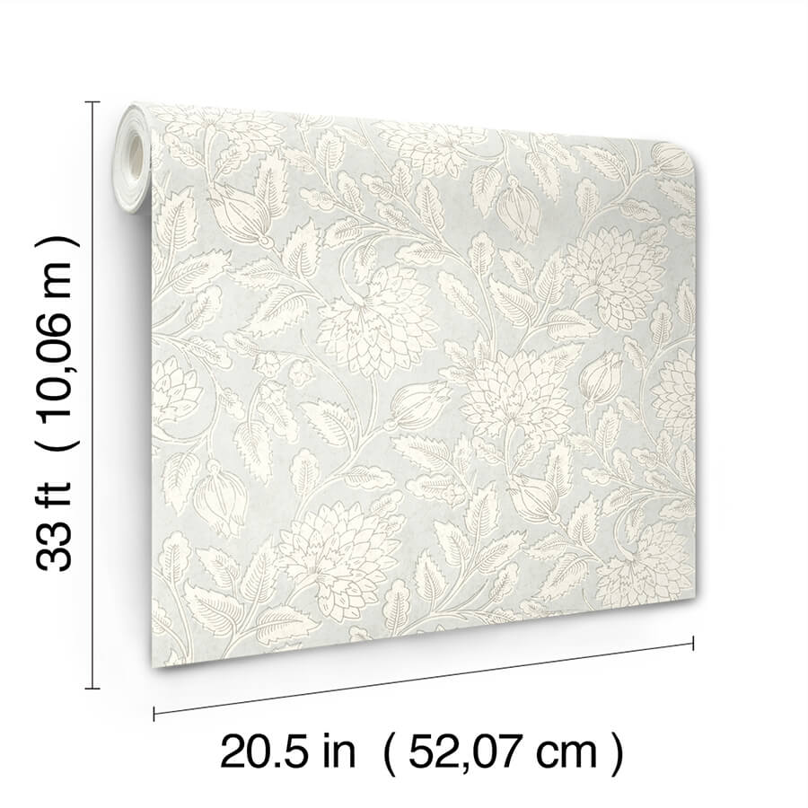 4134-72539 - Vadouvan Light Blue Jacobean Trail Wallpaper - by Chesapeake