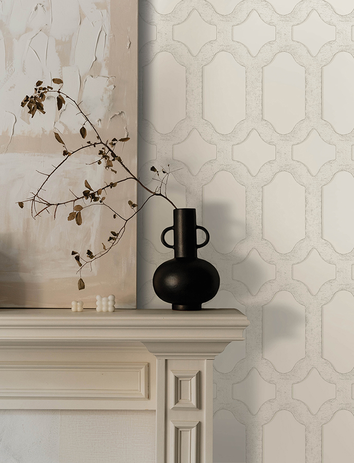 4134-72542 - Chervil White Trellis Wallpaper - by Chesapeake