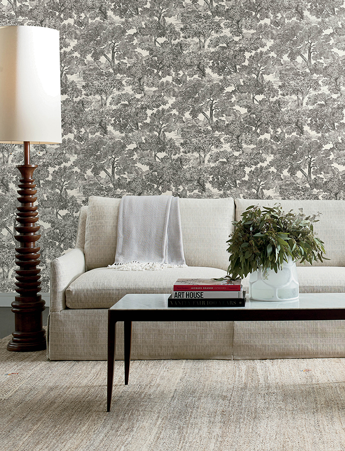 4134-72558 - Spinney Black Toile Wallpaper - by Chesapeake