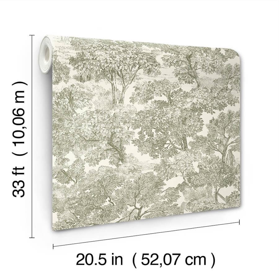 York Wallcoverings. 4134-72561 - Spinney Green Toile Wallpaper - by ...