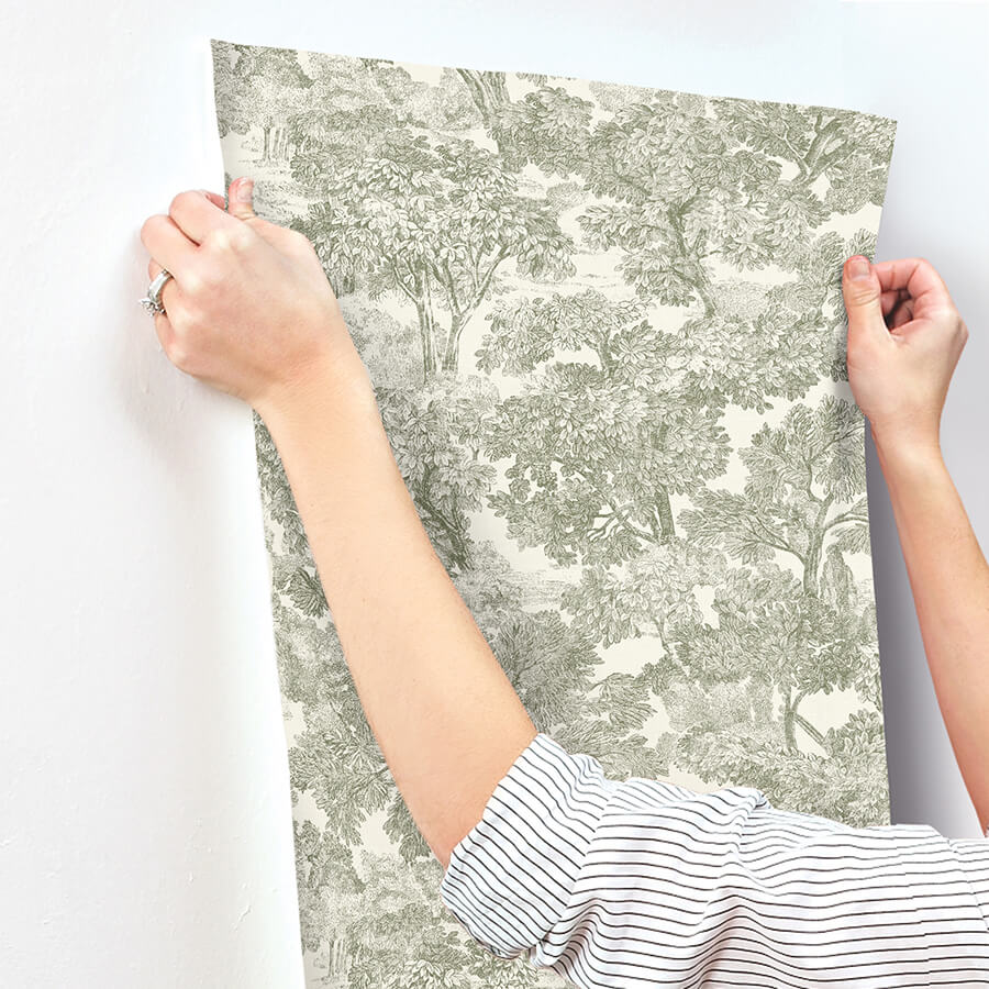 4134-72561 - Spinney Green Toile Wallpaper - by Chesapeake