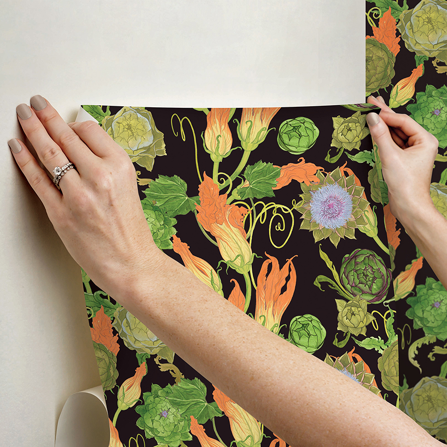 RAS6258 - Black Artichoke Peel and Stick Wallpaper - by WallPops