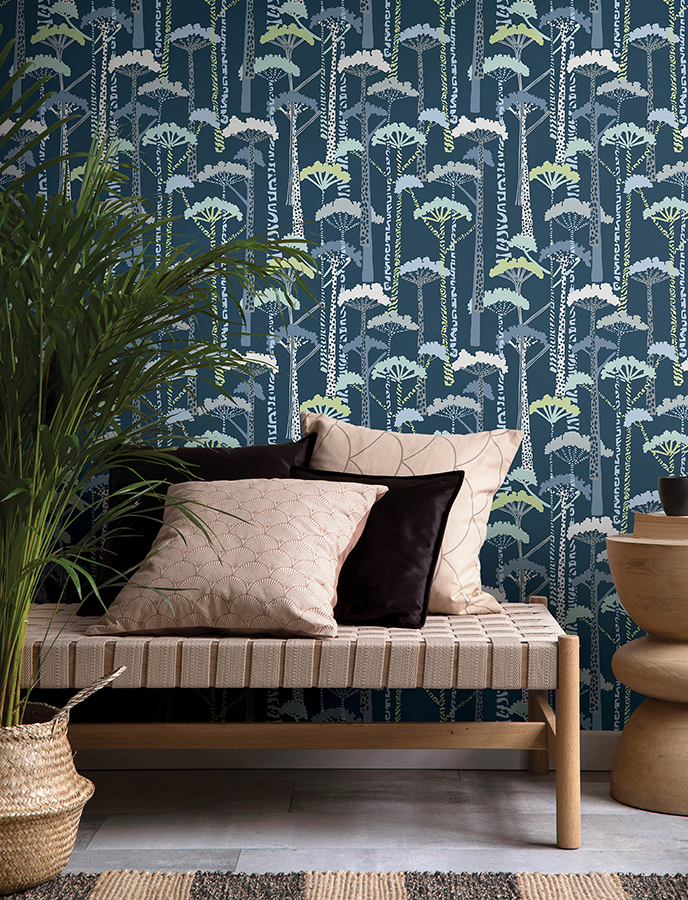 4146-27208 - Unify Indigo Forest Wallpaper - by A-Street Prints