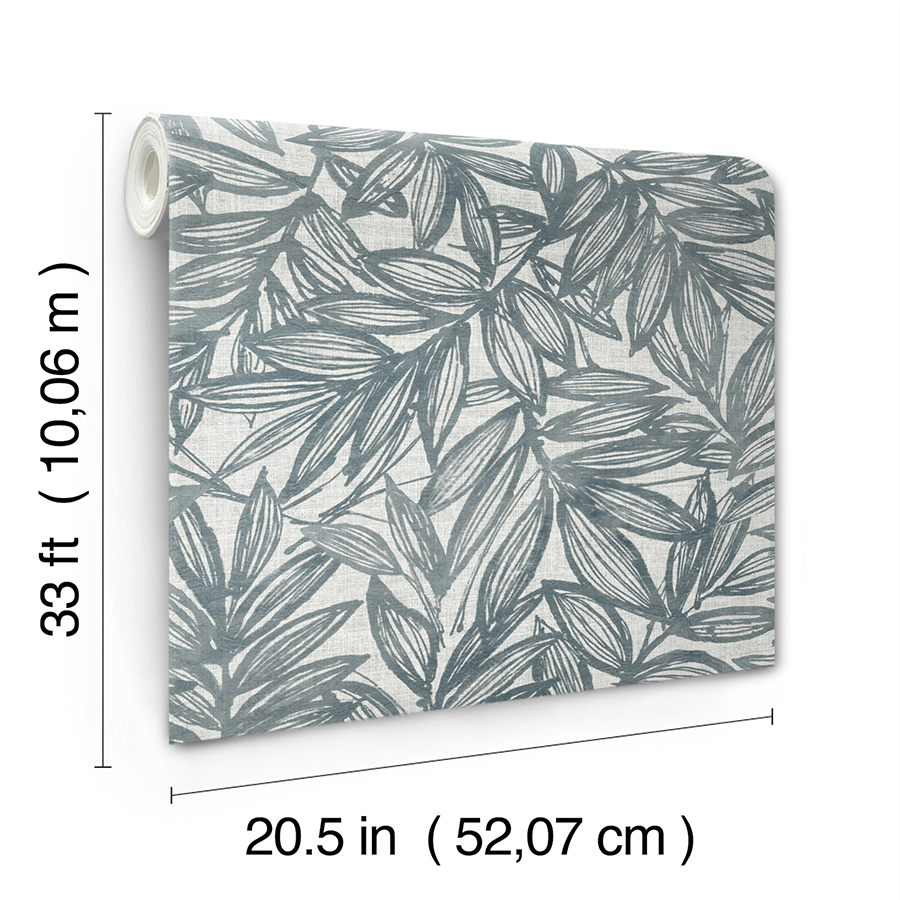 4146-27230 - Rhythmic Denim Leaf Wallpaper - by A-Street Prints