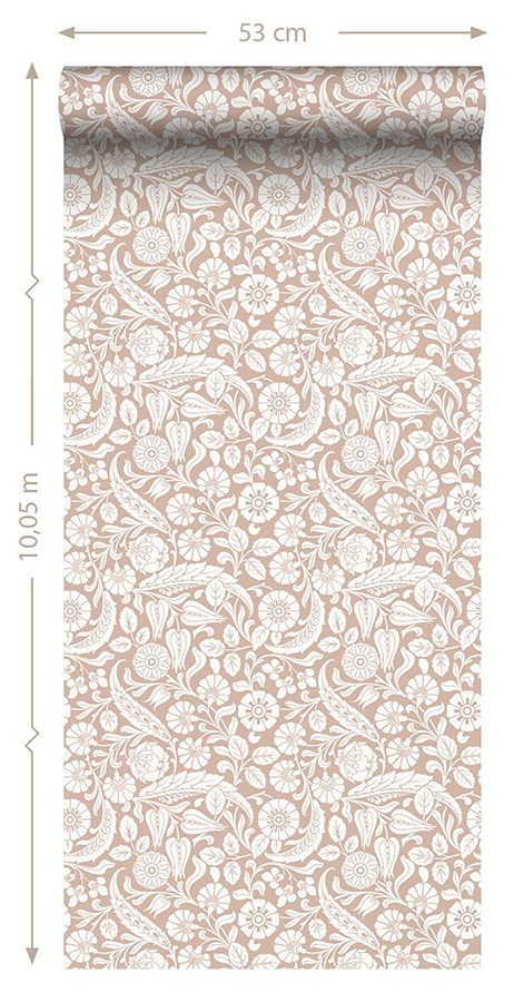 DD139330 - Cordelia Pink Baroque Blooms Wallpaper - by ESTA Home