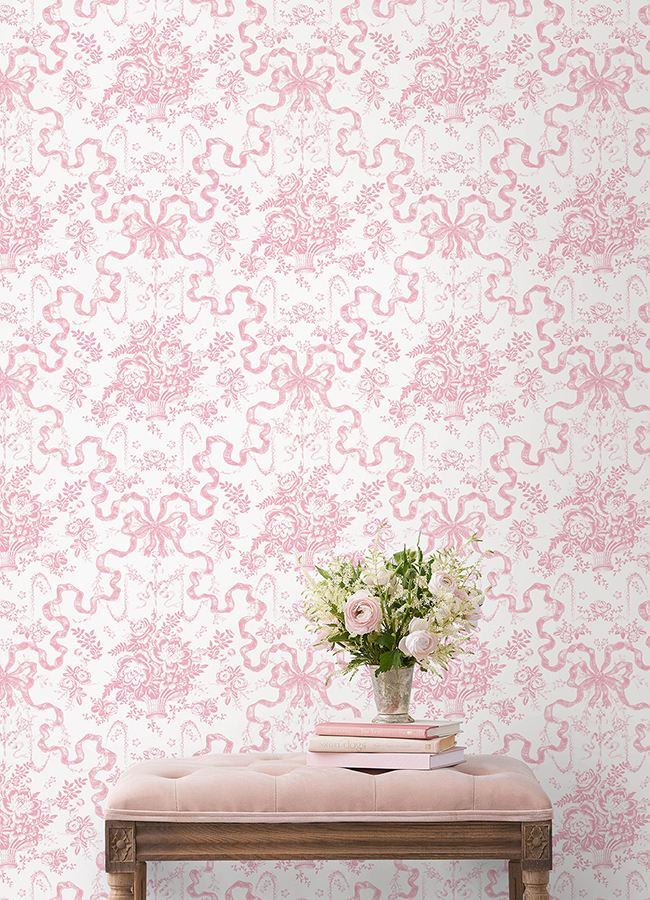 AST6271 - Fairytale Peony Pink Toile Wallpaper - by A-Street Prints
