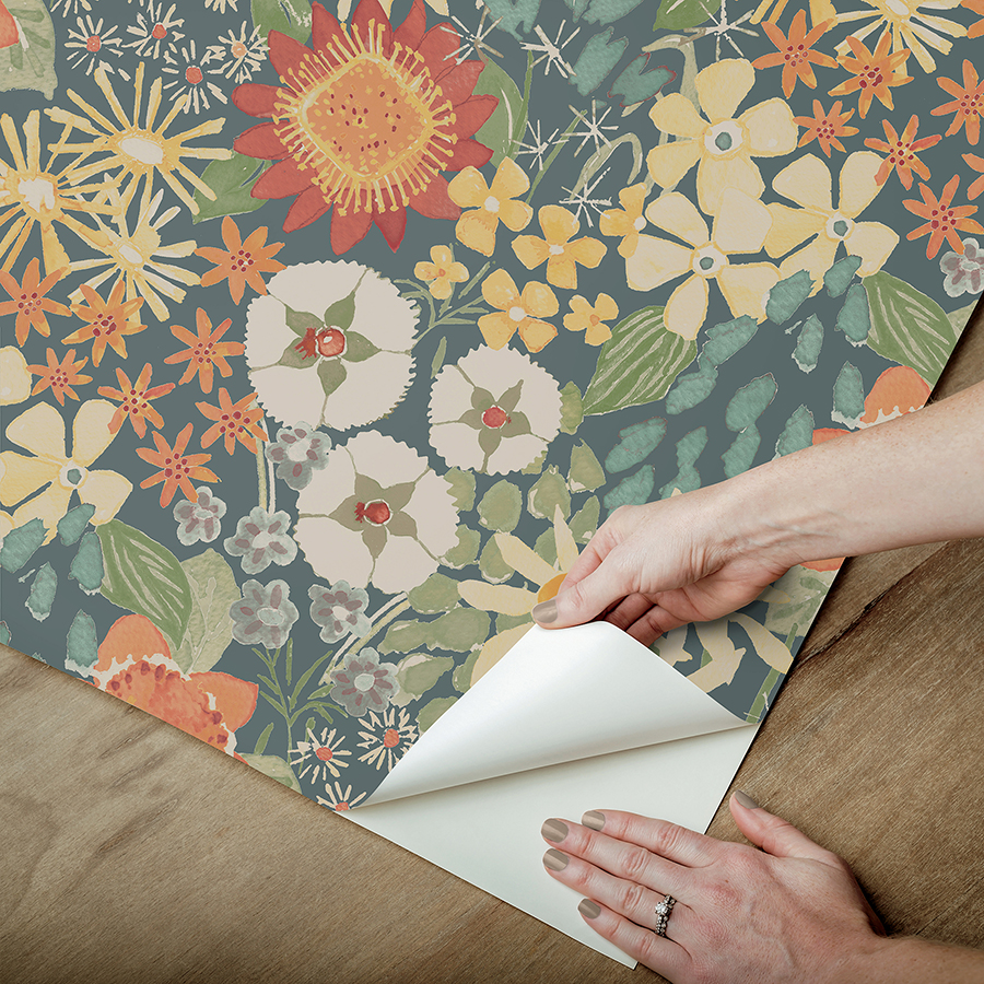 NUS6222 - Sadie Teal Peel and Stick Wallpaper - by NuWallpaper