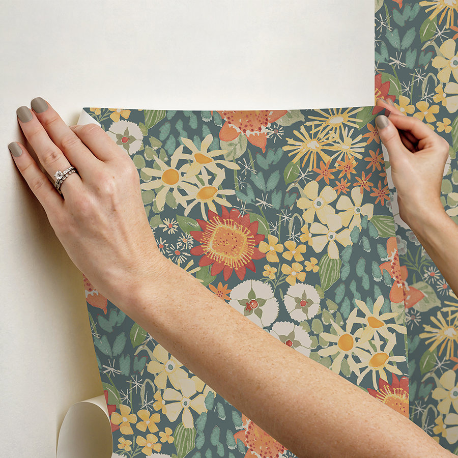 NUS6222 - Sadie Teal Peel and Stick Wallpaper - by NuWallpaper