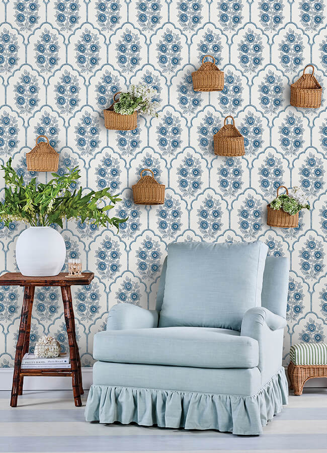 SSS6315 - Floral Bazaar Delft Blue Peel and Stick Wallpaper - by ...