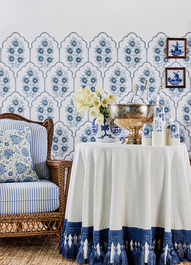 SSS6315 - Floral Bazaar Delft Blue Peel and Stick Wallpaper - by ...