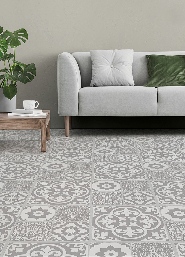 FP6165 - Valencia Grey Peel and Stick Floor Tiles - by FloorPops