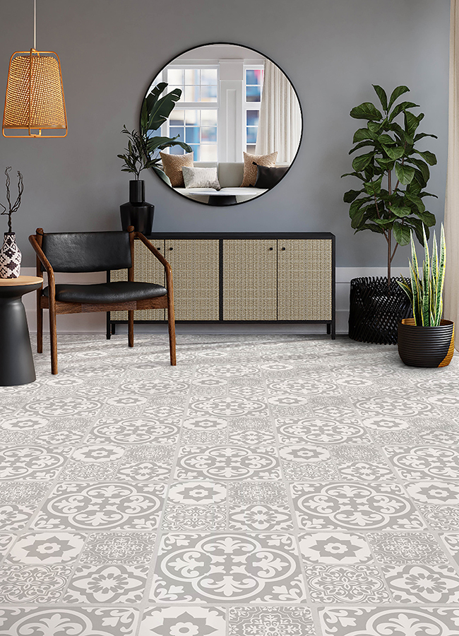 FP6165 - Valencia Grey Peel and Stick Floor Tiles - by FloorPops