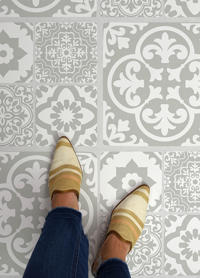 FP6165 - Valencia Grey Peel and Stick Floor Tiles - by FloorPops