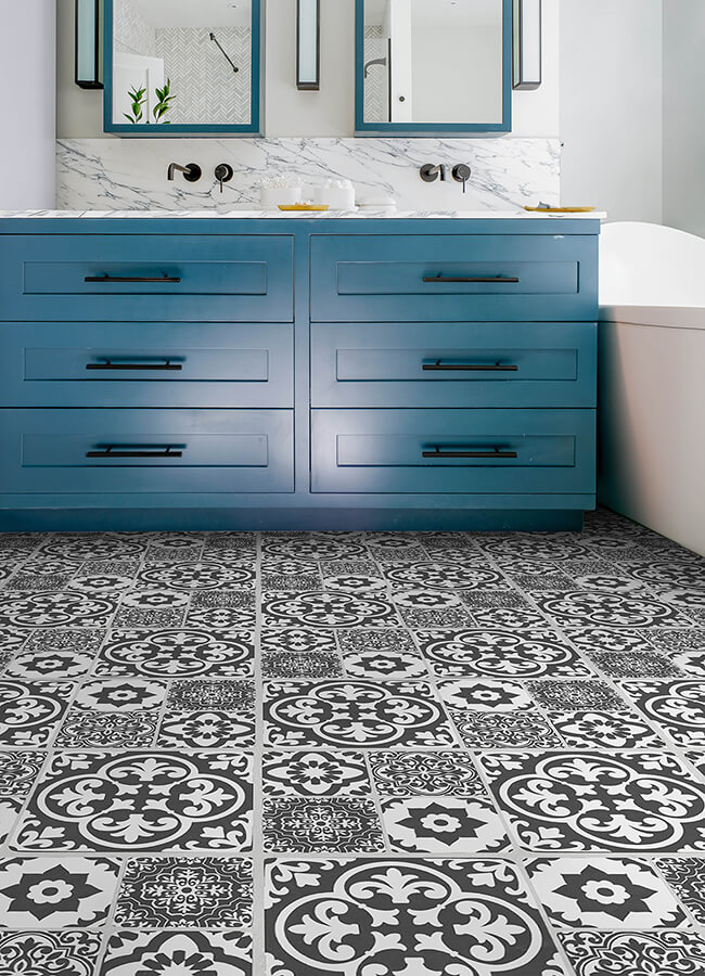 FP6166 - Valencia Charcoal Peel and Stick Floor Tiles - by FloorPops