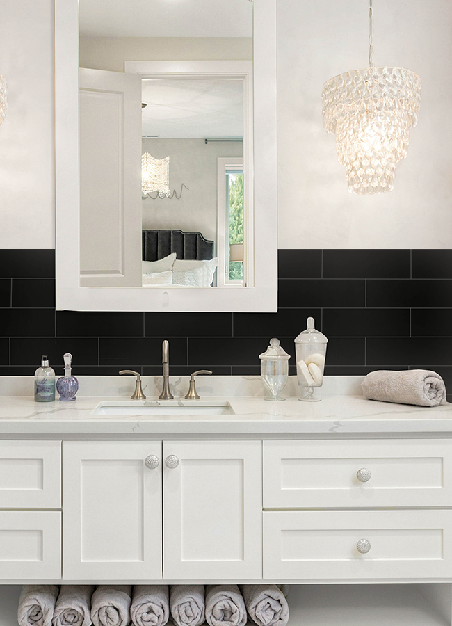 WPWT6245 - Subway Black Peel & Stick Luxury Wall Tiles - by WallPops