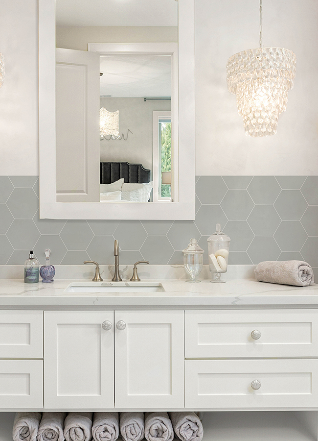 WPWT6247 - Hexagon Grey Peel & Stick Luxury Wall Tiles - by WallPops