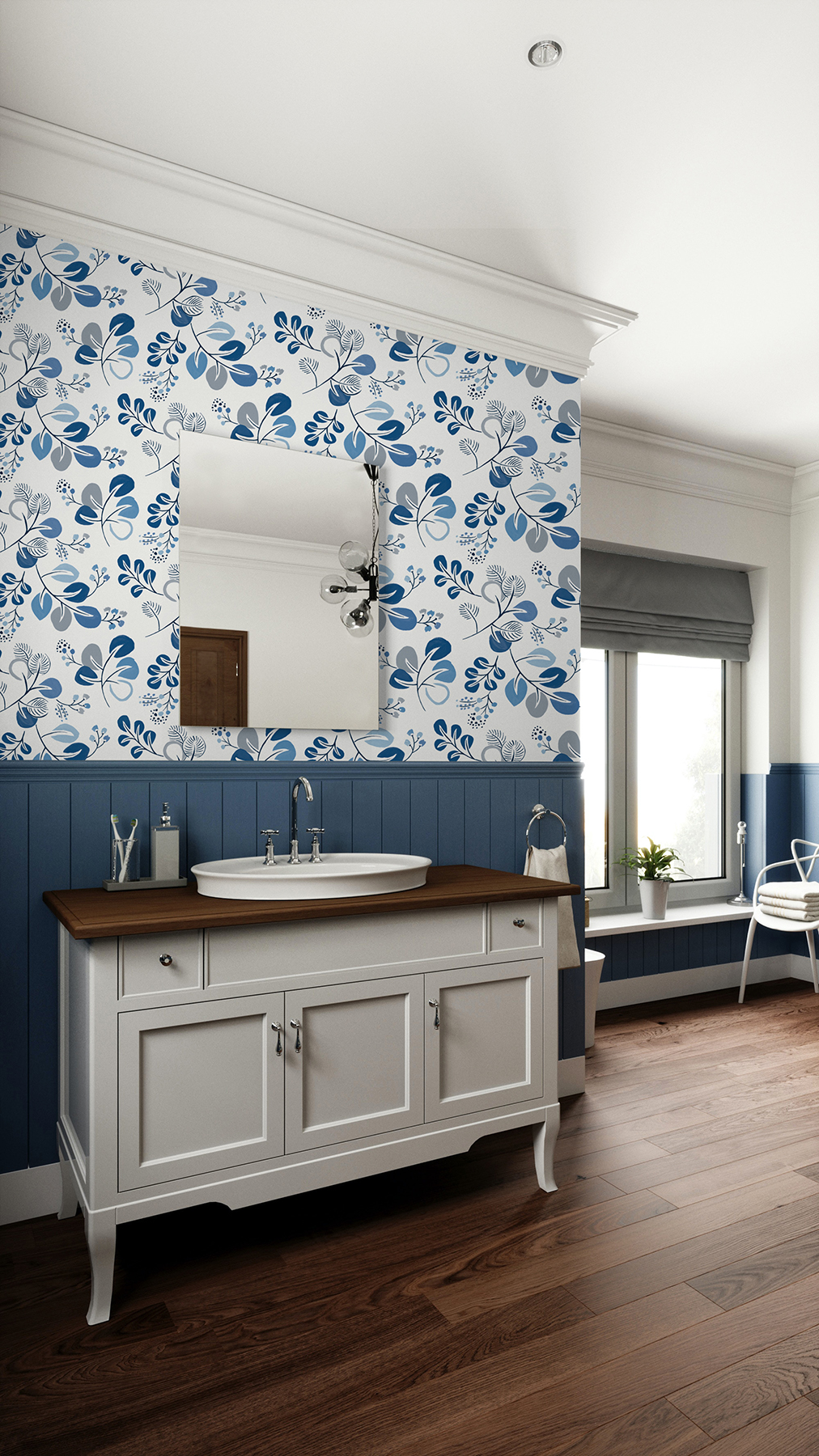 NUS6218 - Roux Blue Peel and Stick Wallpaper - by NuWallpaper